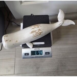 Handmade | Art | Hand Carved White Wooden Moby Whale Figurine Sculpture ...